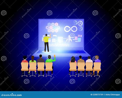 Concept Of Virtual Online Classes Cartoon Vector