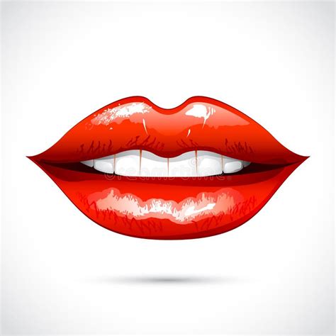 Biting Her Red Lips Teeth Pop Art Stock Vector Illustration Of