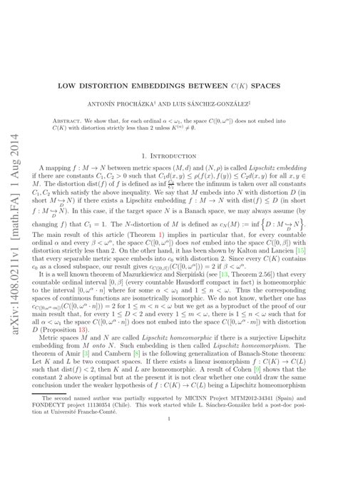 Pdf Low Distortion Embeddings Between Ck Spaces