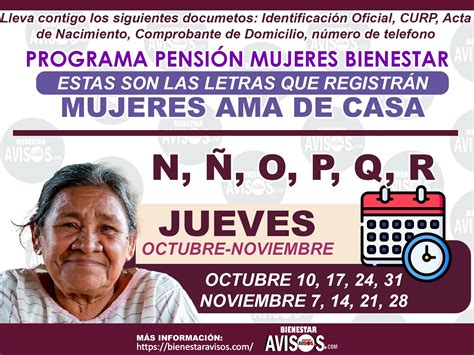 ≫ Estas Letras Les Toca Realizar Su Registro El Jueves Pensión Mujeres