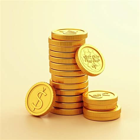 A Stack Of Gold Coins With The Word Quot E Quot On The Bottom Premium