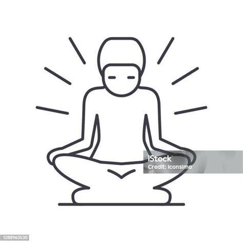 명상 아이콘 선형 격리 일러스트레이션 얇은 선 벡터 웹 디자인 기호 흰색 배경에 편집 가능한 스트로크와 개요 개념 기호 건강한 생활방식에 대한 스톡 벡터 아트 및 기타