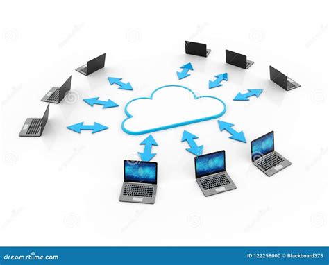 D Rendering Cloud Computing Concept Cloud Network Stock Illustration