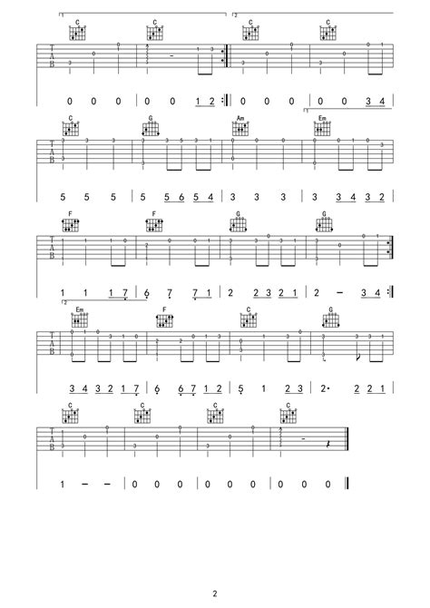 千与千寻吉他谱原版久石让歌曲简单c调弹唱教学六线谱指弹简谱两张图 吉他谱 中国曲谱网