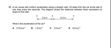 A Car Moves With Uniform Acceleration Studyx