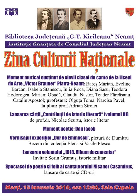 Multiple Activit I Pentru S Rb Torirea Zilei Culturii Na Ionale La Biblioteca Jude Ean Dor
