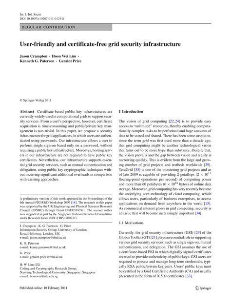 Pdf User Friendly And Certificate Free Grid Security Infrastructure