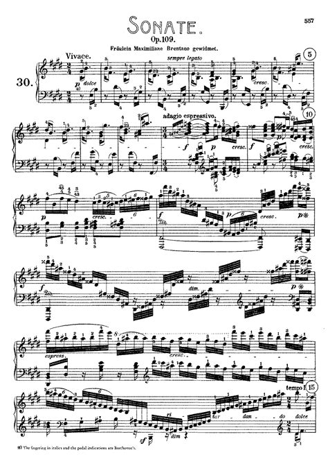 MUSIClassical Notes Beethoven Piano Sonata No 30 In E Op 109