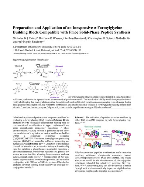 Pdf Preparation And Application Of An Inexpensive α Formylglycine