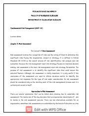 Arm Risk Assessment Pdf Midlands State University Faculty Of