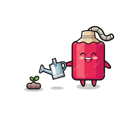 Premium Vector Cute Dynamite Is Watering Plant Seeds