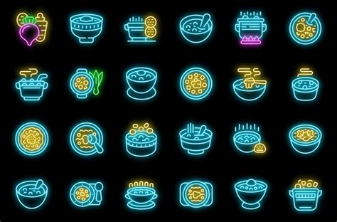 Borsch Symbole Setzen Vektorneon Premium Vektor
