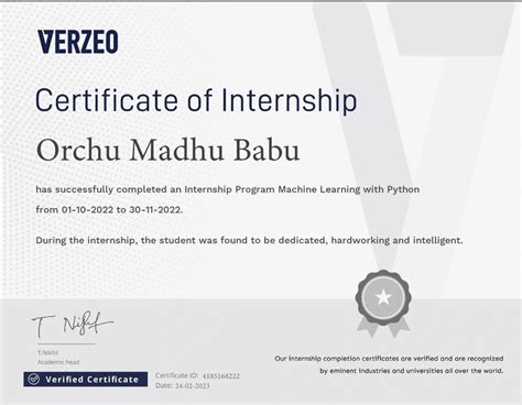Orchu Madhu Babu On Linkedin Verzeo Verzeo Internship Verzeo