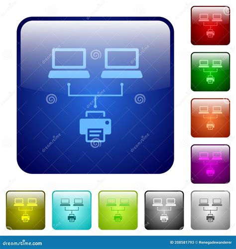 Network Printing Color Square Buttons Stock Vector Illustration Of Connection Ethernet 208581793