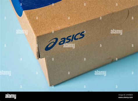 Antalya Turkey November 28 2023 Sport Shoe Box With Asics Logo