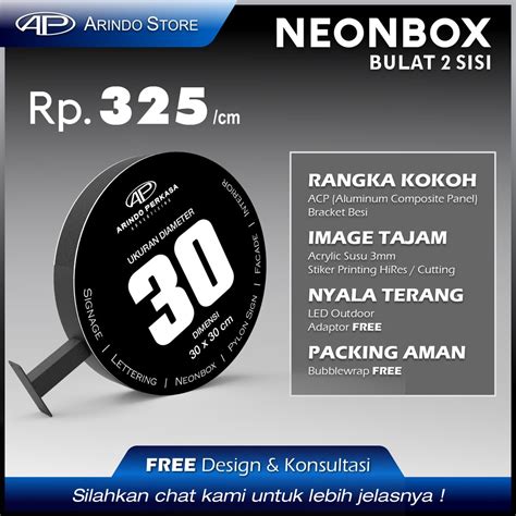 Jual Neon Box Bulat 30x30cm 2 Sisi Murah Shopee Indonesia