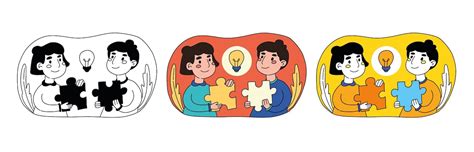Premium Vector People Collect Puzzle Do Task Hand Difficulty Solve