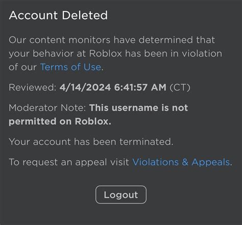 Account Deleted For Username Any Help With Appealing It Rrobloxbans