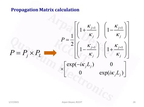 Calculation Of Transmission Coefficient Using Propagation Matrix Method Ppt