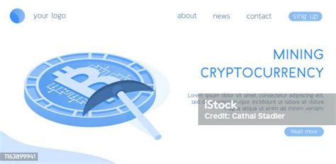 아이소메트릭 3d 벡터 일러스트 랜딩 페이지 암호 화폐 마이닝 암호 화폐 동전과 곡괭이 3차원 형태에 대한 스톡 벡터 아트 및 기타 이미지 3차원 형태 개념 개념과