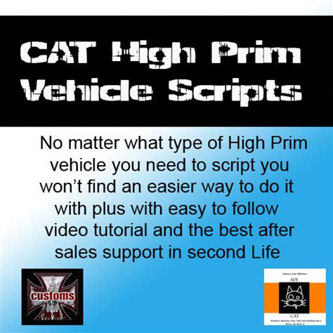 Second Life Marketplace Cat High Prim Vehicle Attachment Scripts