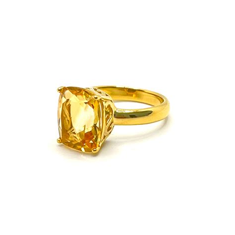 Antique Cushion Cut Citrine Ring
