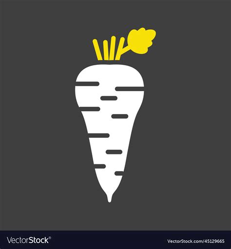 Parsnip Root Isolated Glyph On Dark Background Vector Image