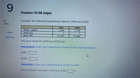 Solved Consider The Following Hypothetical Data For 2019 And