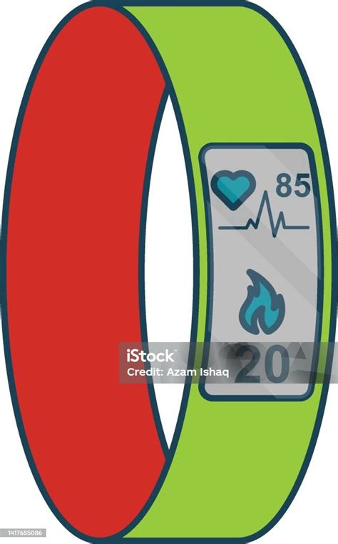건강한 라이프 스타일 벡터 아이콘 디자인을위한 팔찌 웨어러블 기술 기호 사물의 개인 인터넷 기호 기술 Togs 스톡