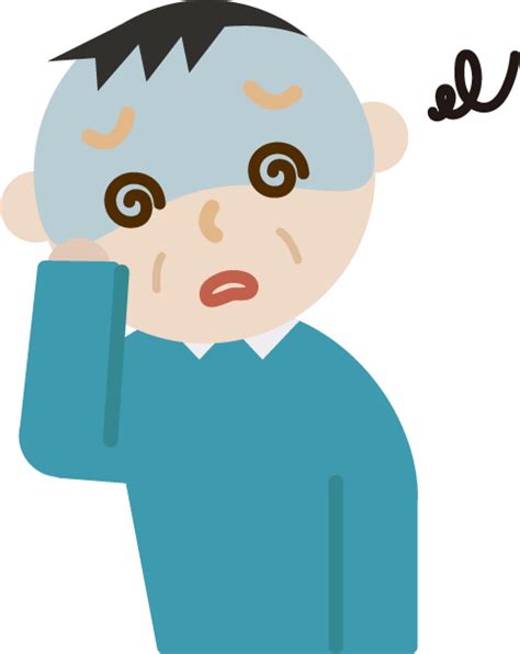 体調不良の中年の男性のイラスト（めまい） 無料イラスト素材のillalet