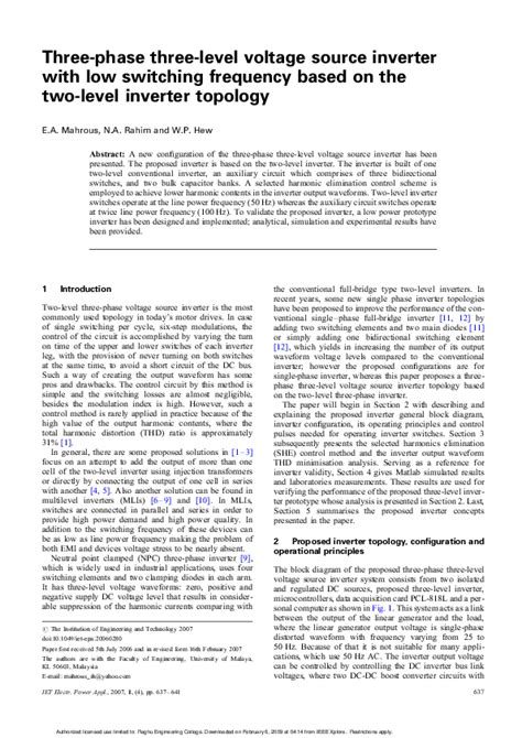 Pdf Three Phase Three Level Voltage Source Inverter With Low