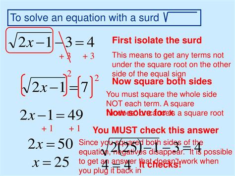 Ppt Surd Or Radical Equations Powerpoint Presentation Free Download Id 5340206
