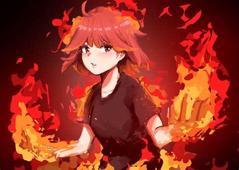 Anime Girl Holding Fire