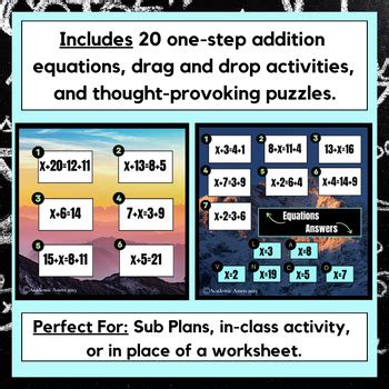 Solving One Step Equations With Addition Digital Escape Room By Academic Assets