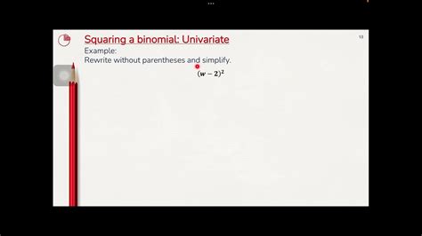 01 Squaring A Binomial Univariate Foil Youtube