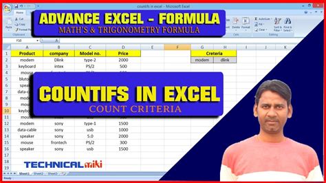 Countifs In Ms Excel How To Use The Excel Countifs Function Youtube
