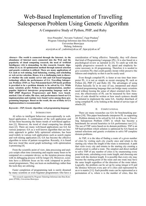 pdf web based implementation of travelling salesperson problem using