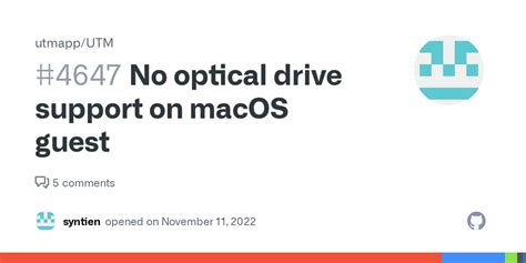 No Optical Drive Support On Macos Guest Issue Utmapp Utm Github