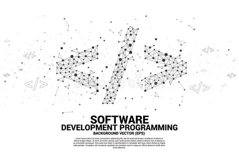 Vector Polygon Software Development Programming Tag Icon With Dot Connect Line Stock Vector