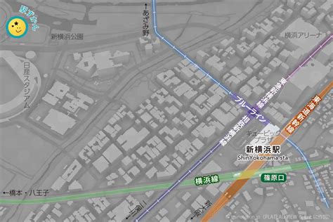 新横浜駅の全域地図・乗り入れ路線図 神奈川県 駅ずかん