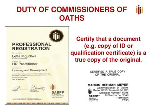 Commissioners Of Oaths 15 April 2015