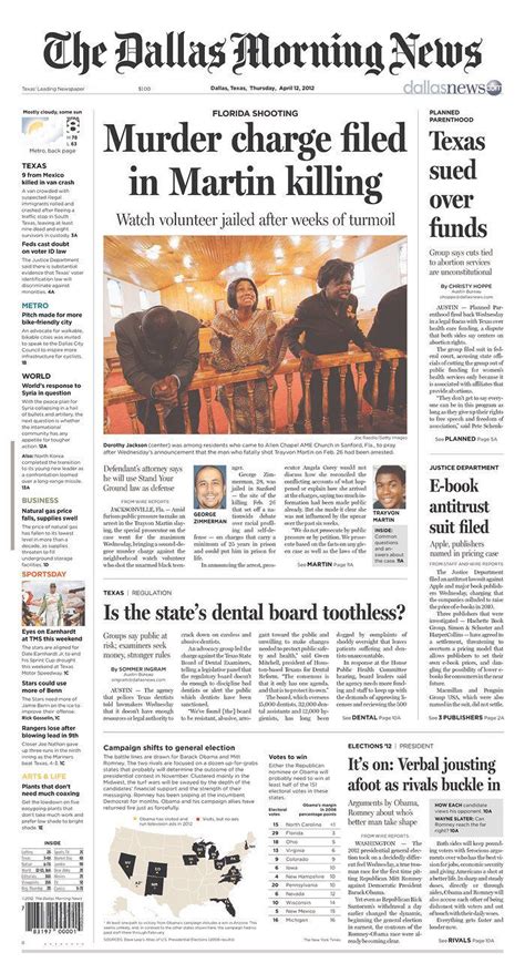 George Zimmerman Arrested How Newspaper Front Pages Covered Story