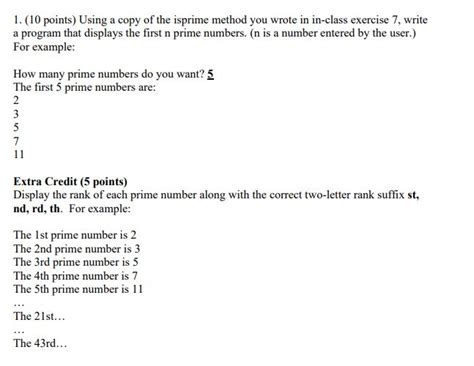 Solved Points Using A Copy Of The Isprime Method You Chegg