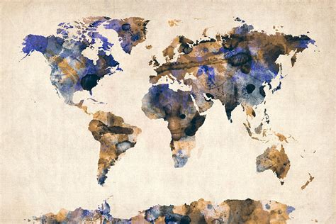 World Map Watercolor 4 Digital Art By Michael Tompsett Fine Art America