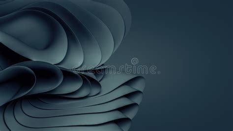 Structure With Wavy Dark Blue Elements Abstract Wavy Folds Background 3d Illustration Stock