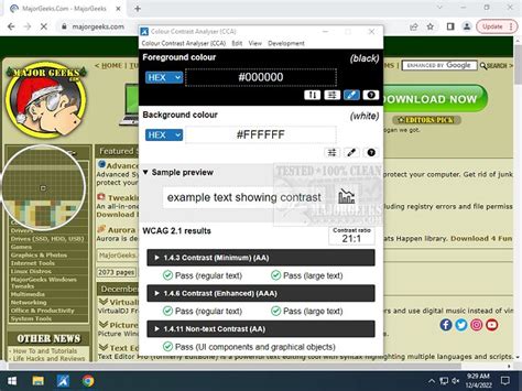 Colour Contrast Analyser 352
