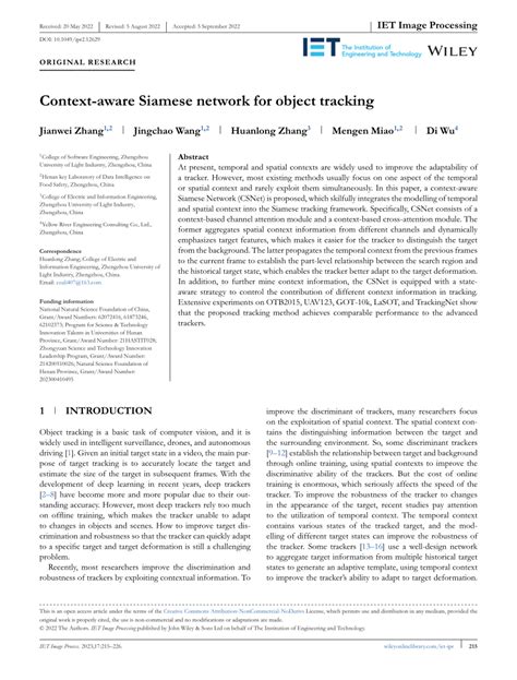 Pdf Context‐aware Siamese Network For Object Tracking