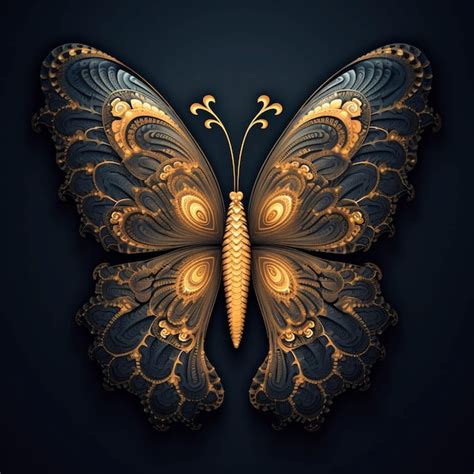 Premium Ai Image Majestic Butterfly With Fully Visible Symmetrical Wings Dark Background
