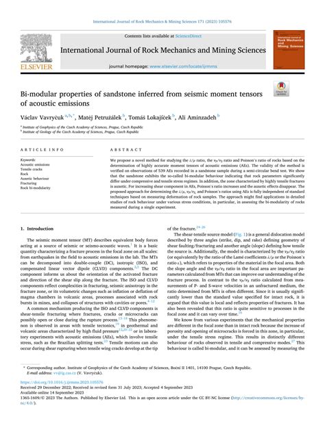 Pdf Bi Modular Properties Of Sandstone Inferred From Seismic Moment Tensors Of Acoustic Emissions