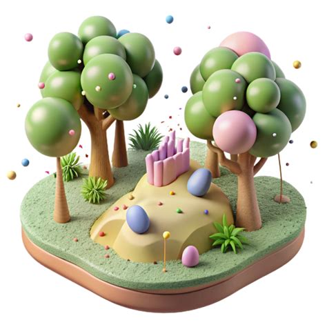 Stunning Artistic Grassland Habitat Illustration With Animals Cutout
